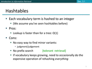 Dictionaries and Tolerant Retrieval.ppt
