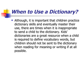 Dictionaries for children | PPT