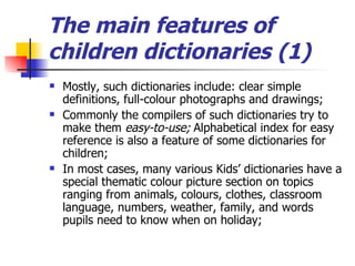 Dictionaries for children | PPT