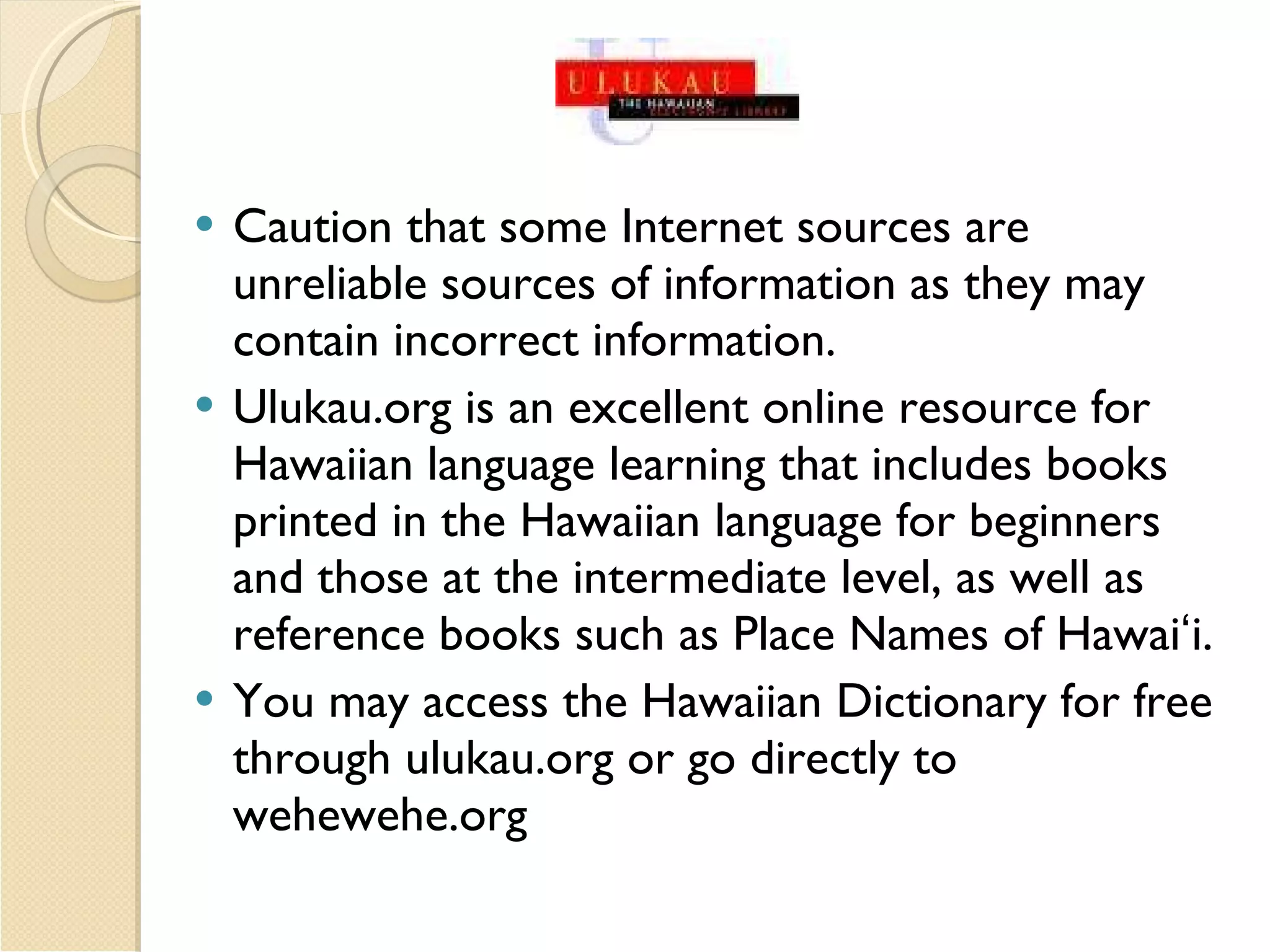 Puke Wehewehe ʻŌlelo | PPT