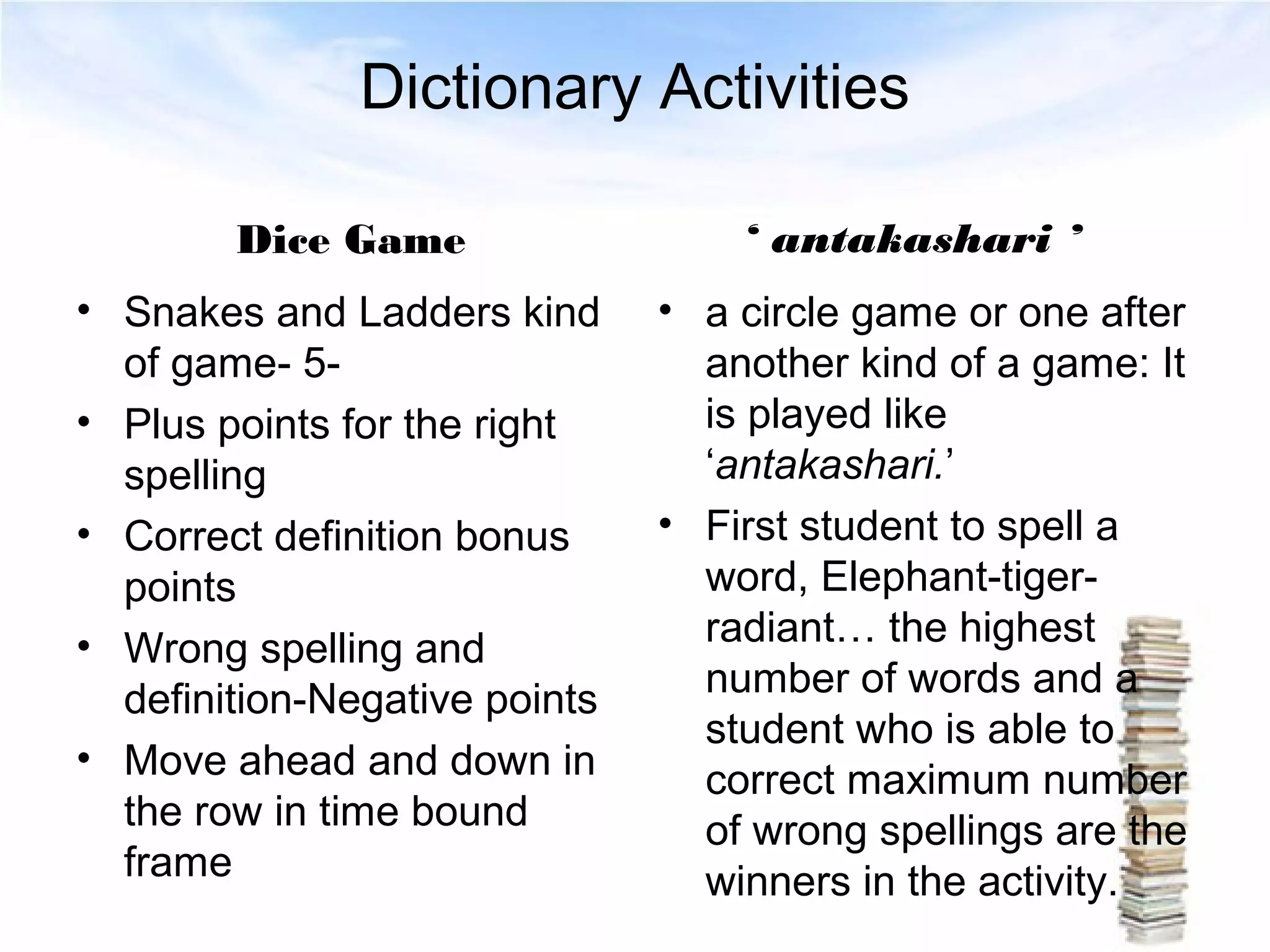 Dictionary activities for esl learners | PPT