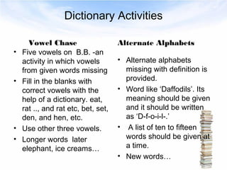 Dictionary activities for esl learners | PPT