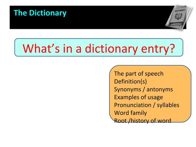 Dictionary And Parts Of Speech | PPT