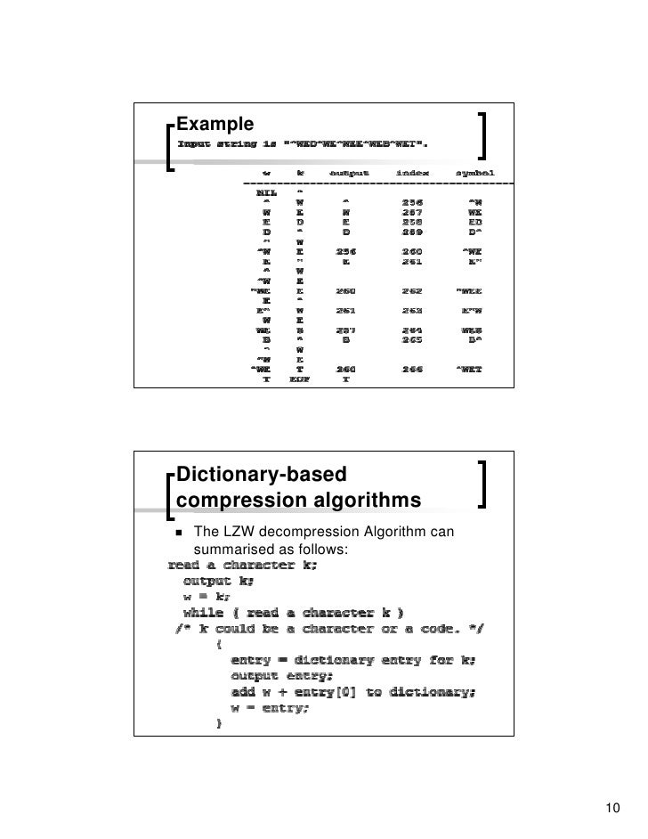 Dictionary Based Compression
