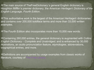 Dictionary, encyclopedia and thesaurus | PPT
