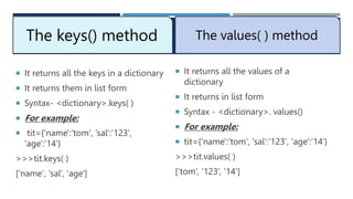Dictionary functions and methods.ppt . | PPTX