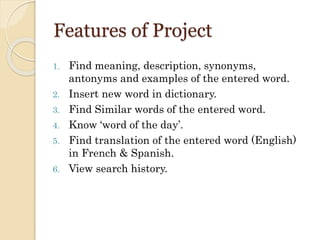 Dictionary implementation using TRIE | PPTX | Search | Internet