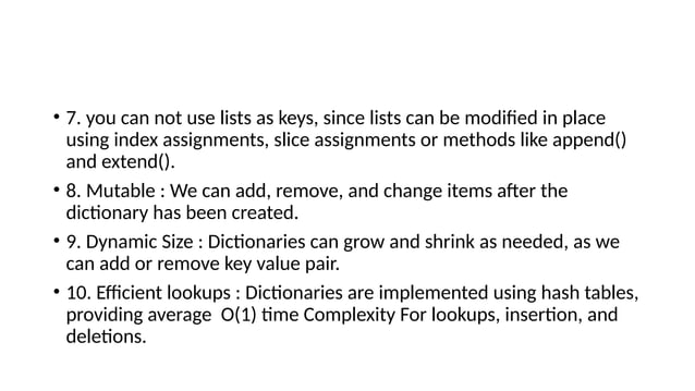 Meaning of Dictionary in python language | PPTX