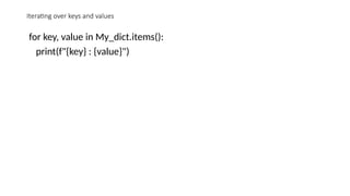 Meaning of Dictionary in python language | PPTX