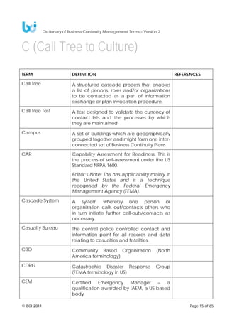 Dictionary of business continuity management terms | PDF