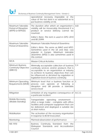 Dictionary of business continuity management terms | PDF