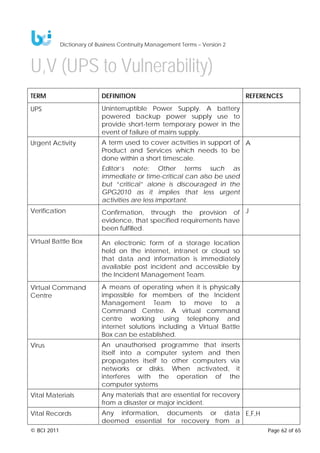 Dictionary of business continuity management terms | PDF