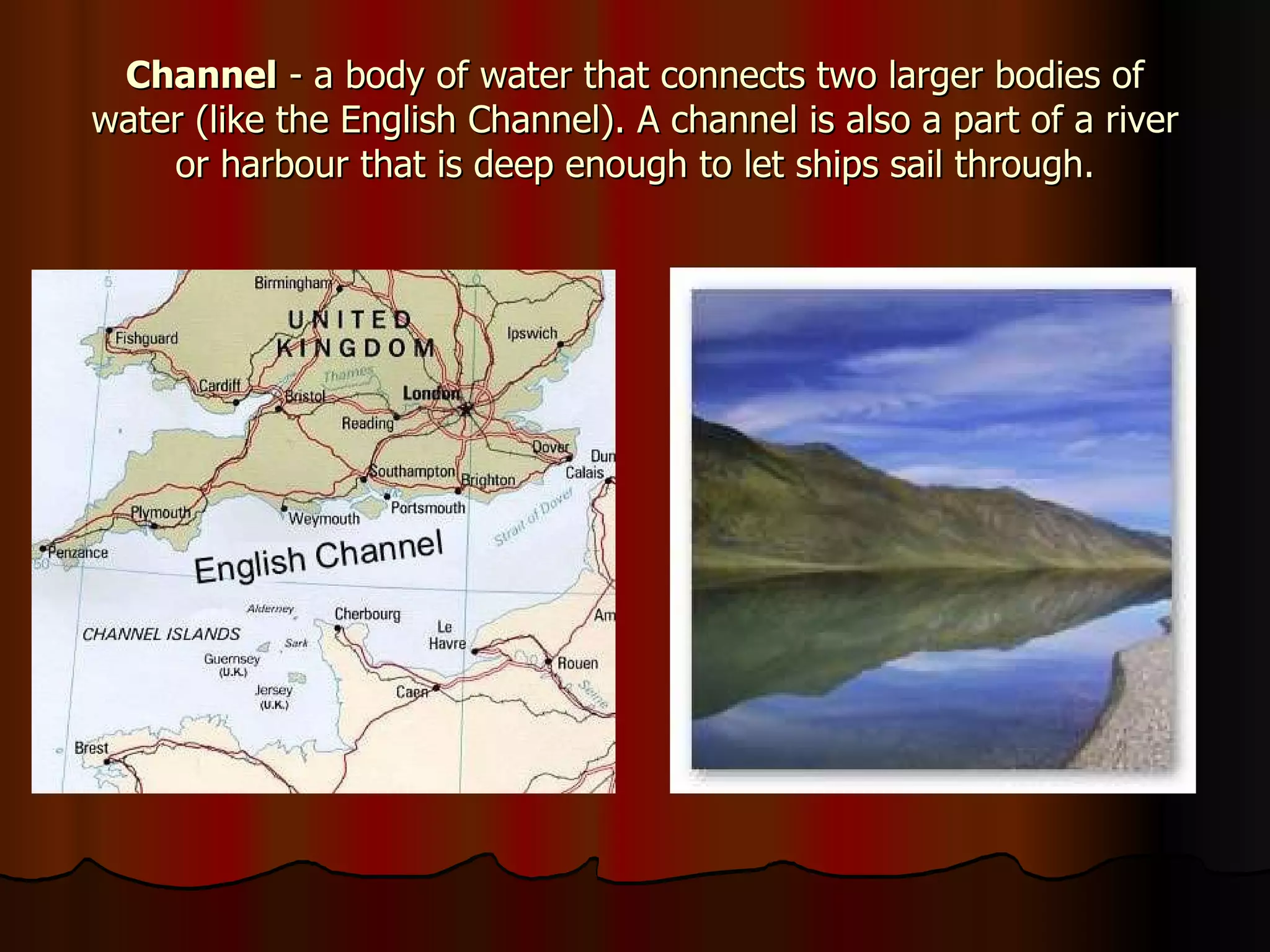 Dictionary Of Landforms Shaped By Water and water processes | PPT