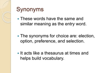 Dictionary skills | PPTX