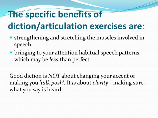 Diction exercises | PPTX | Fitness and Exercise | Healthy Living