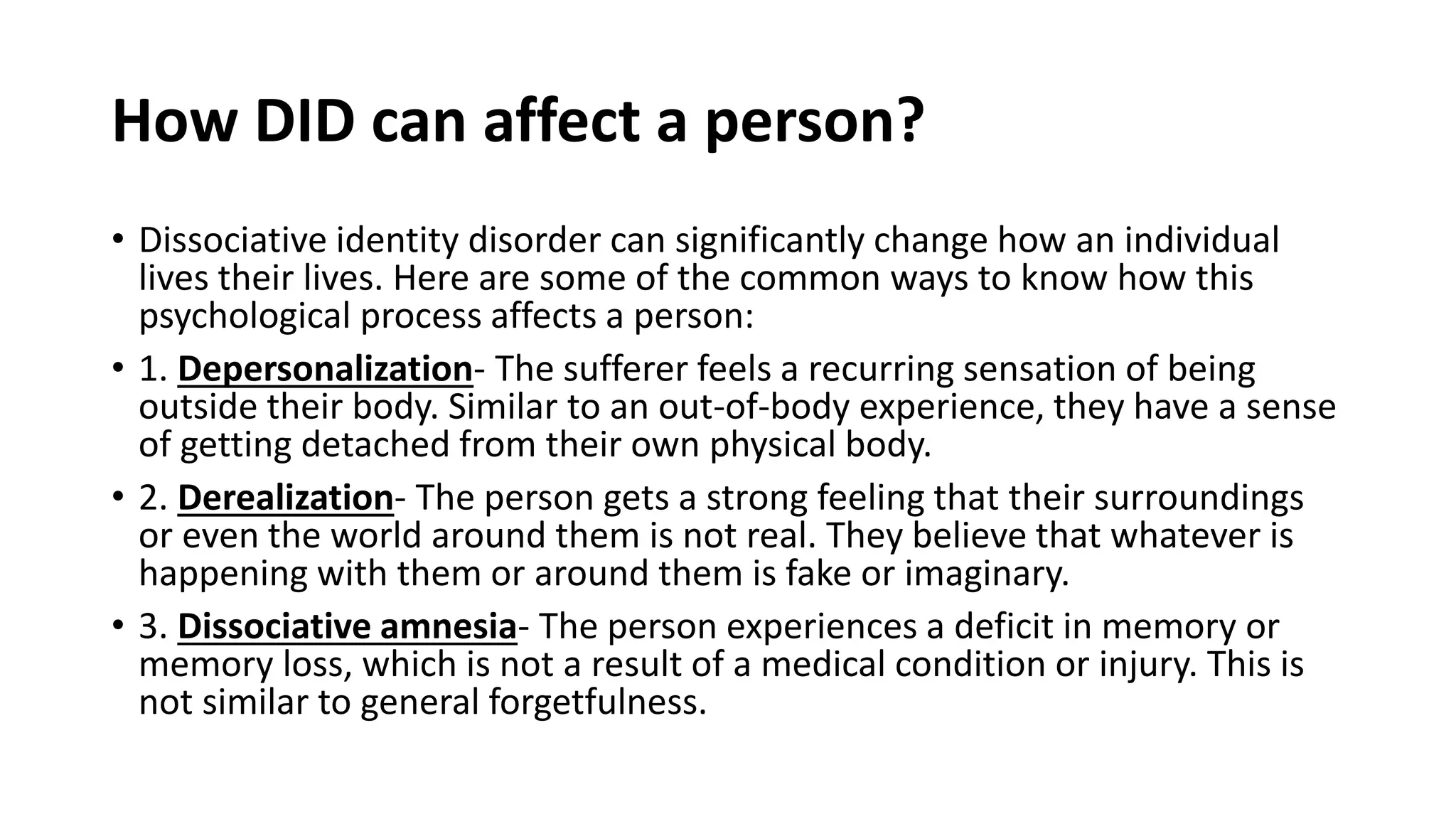 Dissociative Identity Disorder - DID aka Multiple Personality Disorder ...