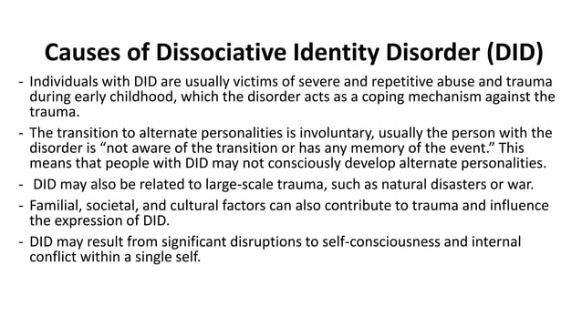 Dissociative Identity Disorder - DID aka Multiple Personality Disorder ...