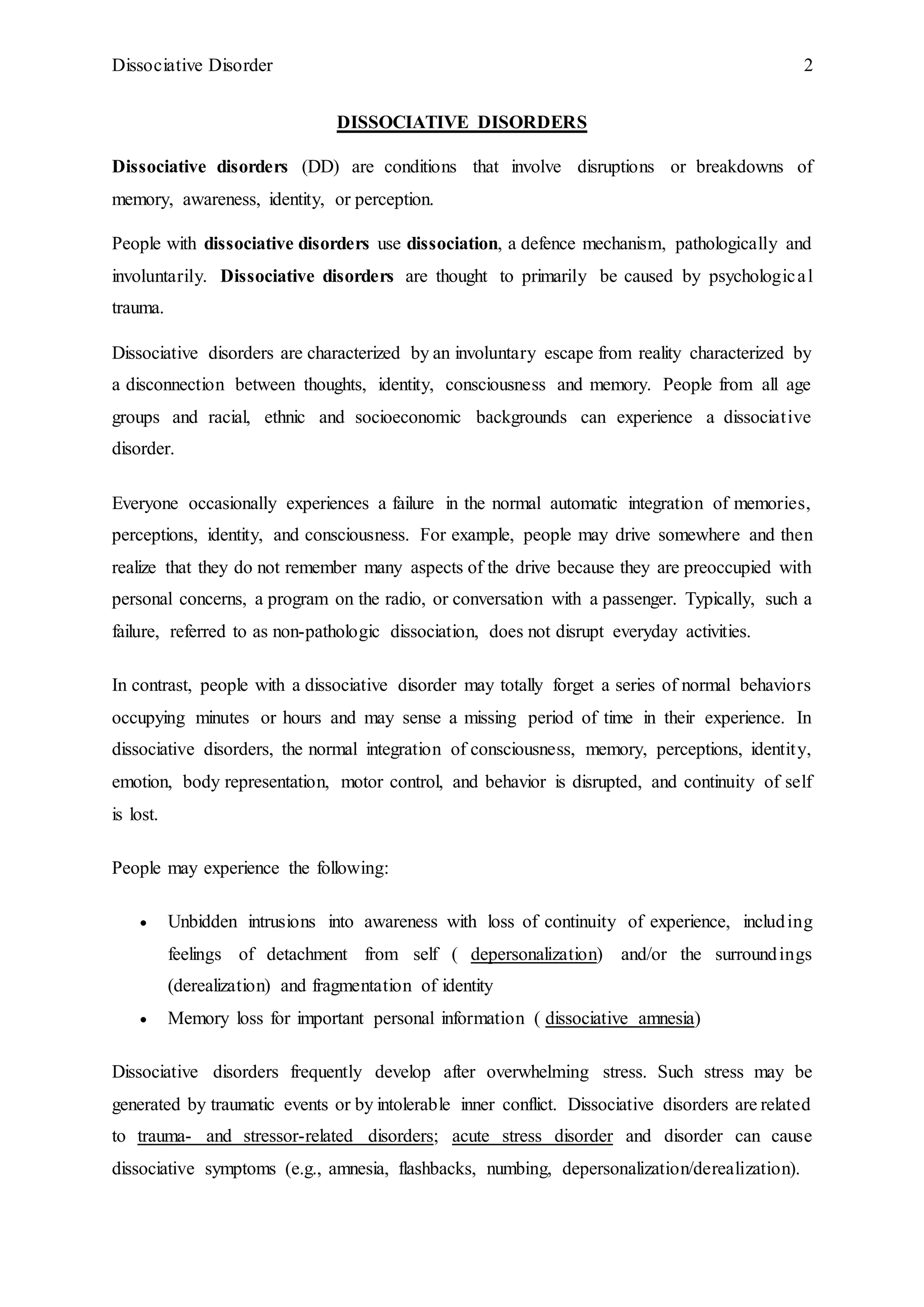 DISSOCIATIVE IDENTITY DISORDER | DOCX