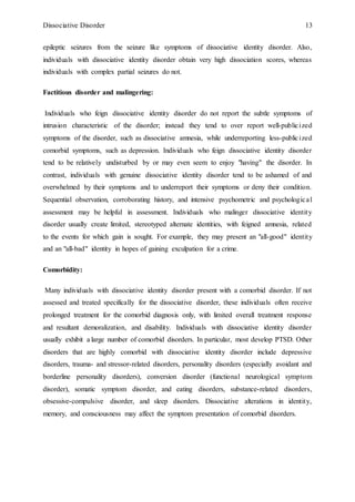 DISSOCIATIVE IDENTITY DISORDER | DOCX | Brain and Nervous System ...