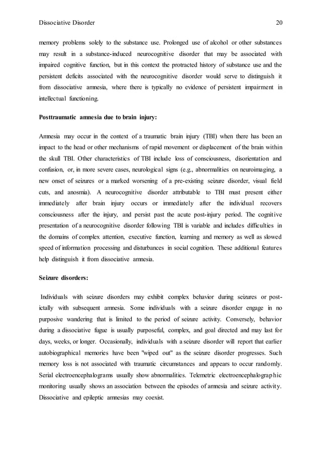 DISSOCIATIVE IDENTITY DISORDER | DOCX | Brain and Nervous System ...