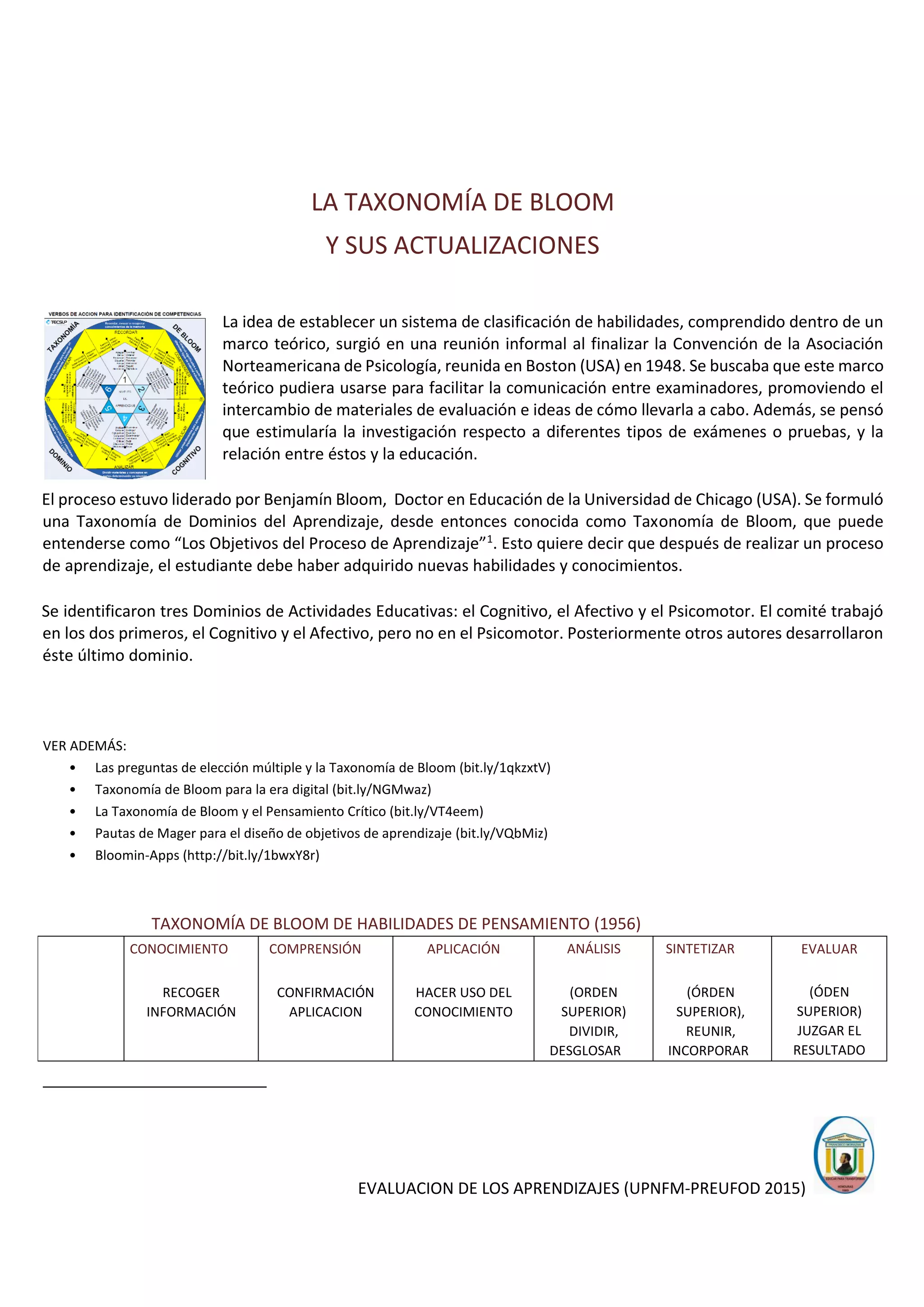Didactica taxonomia bloom | PDF