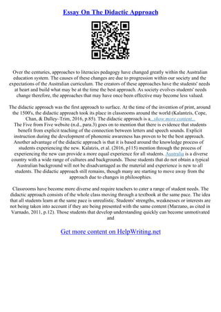 Didactic Essay Example | PDF