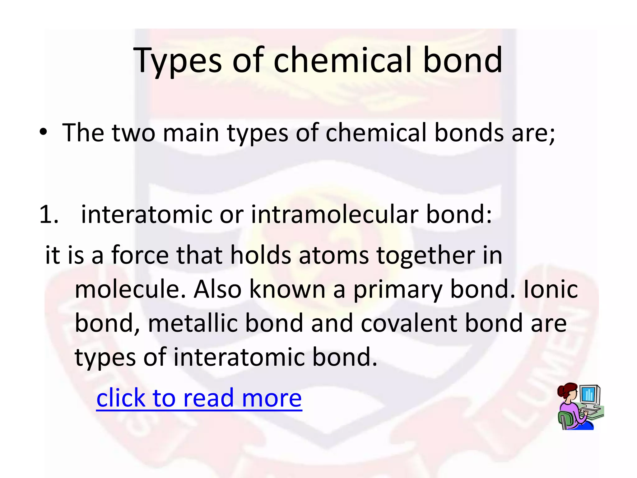INTRAMOLECULAR BONDS PPT | PPTX