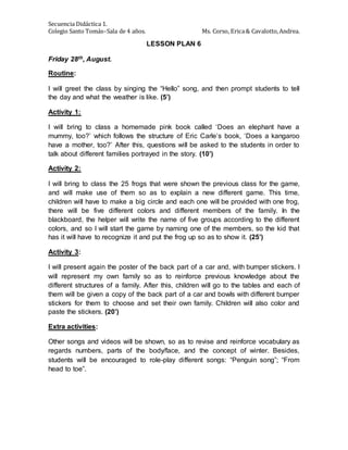 Didactic sequence 1 santo tomas preschool | PDF