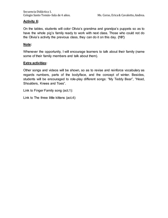 Didactic sequence 1 santo tomas preschool | PDF