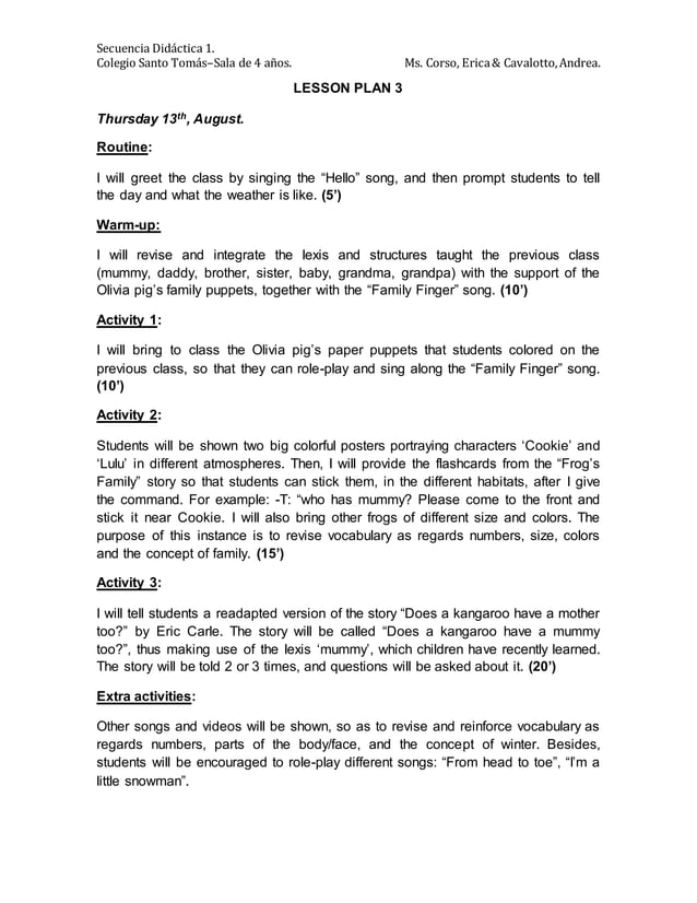 Didactic sequence 1 santo tomas preschool | PDF
