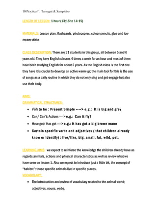 Didactic Sequence ANIMALS plus Lesson Plan 1 and 2 | PDF