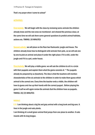 Didactic Sequence ANIMALS plus Lesson Plan 1 and 2 | PDF