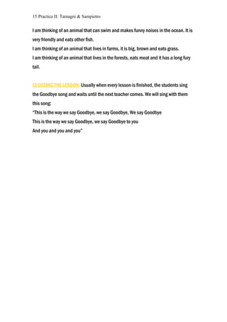 Didactic Sequence ANIMALS plus Lesson Plan 1 and 2 | PDF