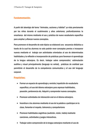 Didactic Sequence ANIMALS plus Lesson Plan 1 and 2 | PDF