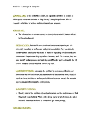 Didactic Sequence ANIMALS plus Lesson Plan 1 and 2 | PDF