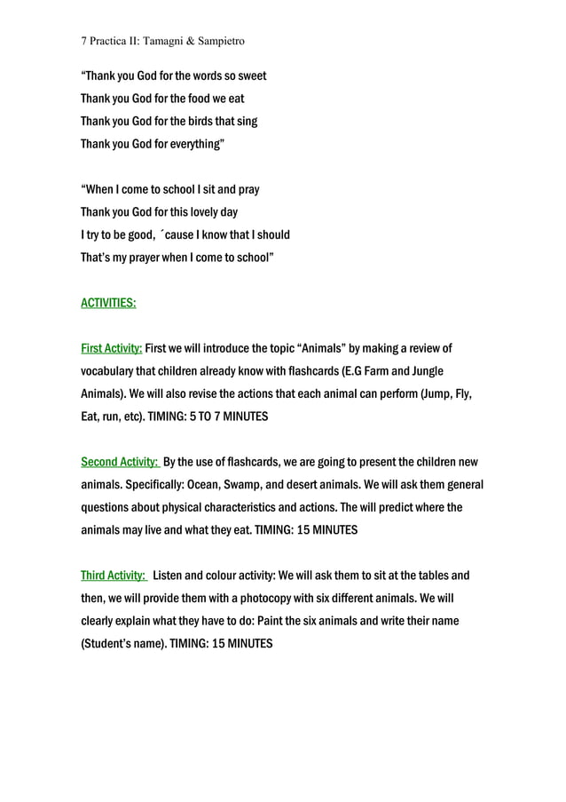 Didactic Sequence ANIMALS plus Lesson Plan 1 and 2 | PDF