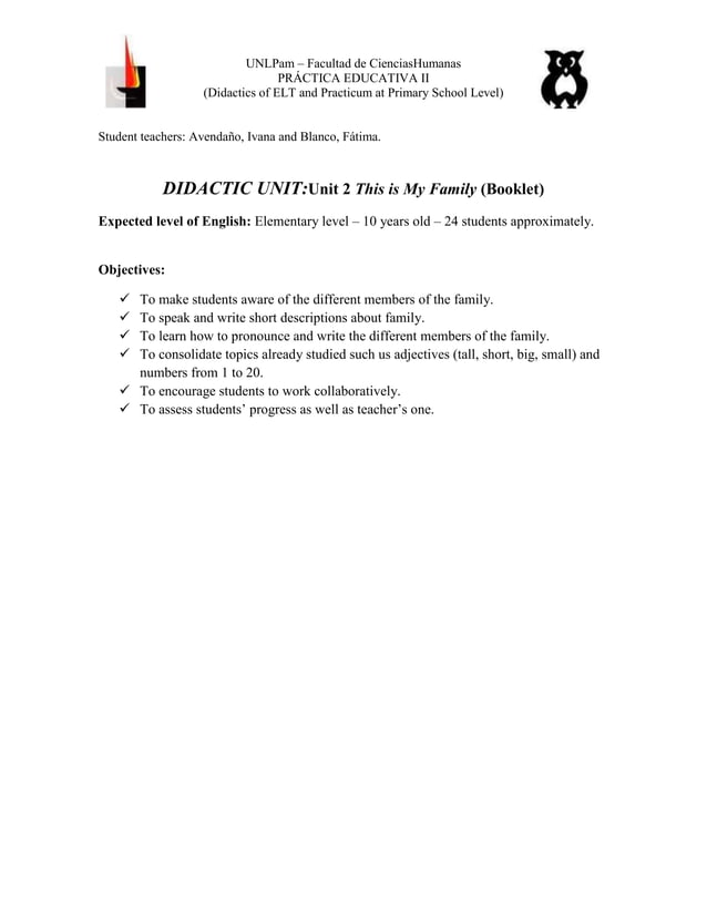 Didactic unit 1 | PDF