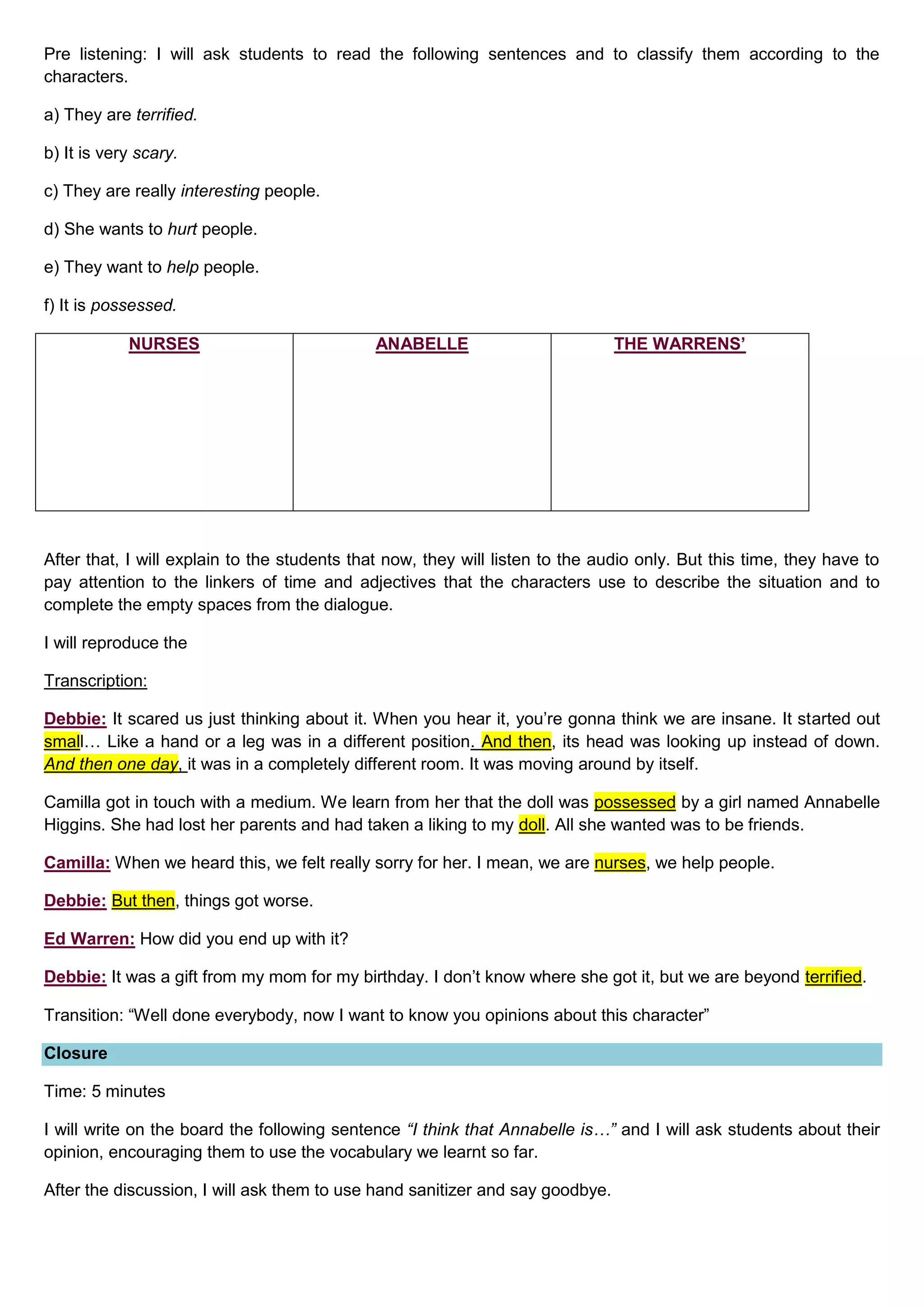 Didactic unit 1 lesson plans | PDF