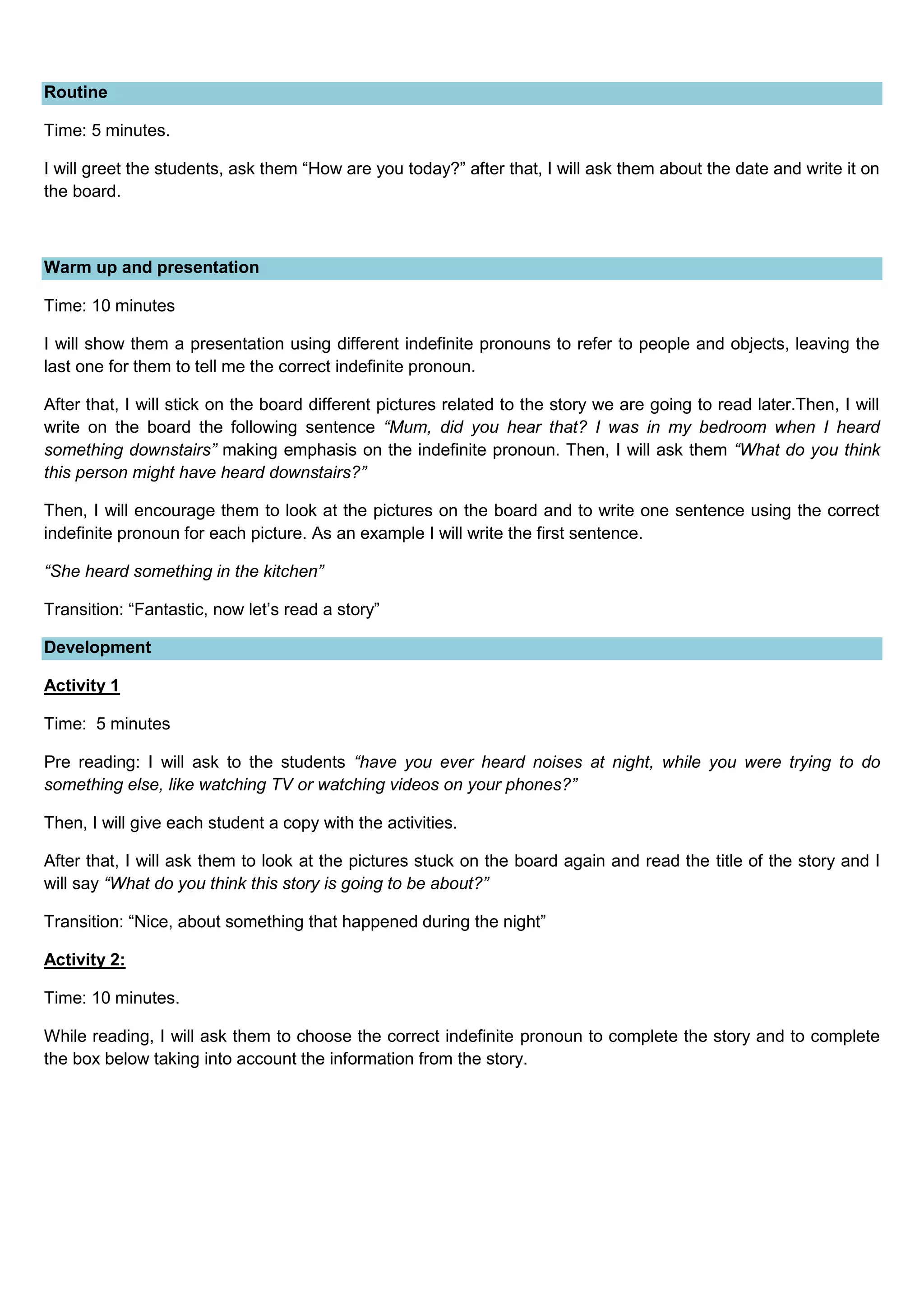 Didactic unit 1 lesson plans | PDF