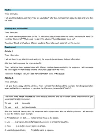 Didactic unit 1 lesson plans | PDF