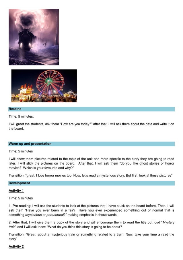 Didactic unit 1 lesson plans | PDF