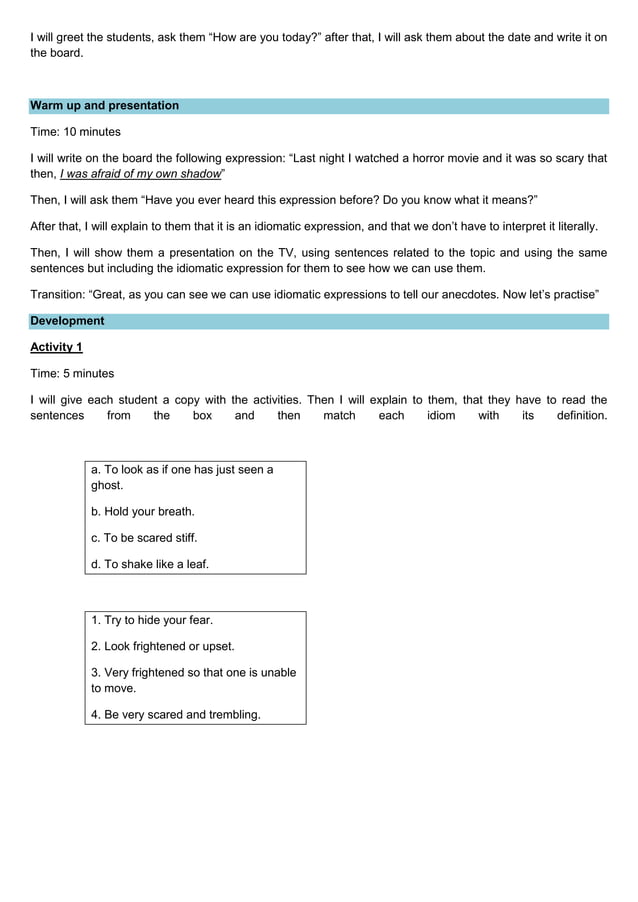 Didactic unit 1 lesson plans | PDF
