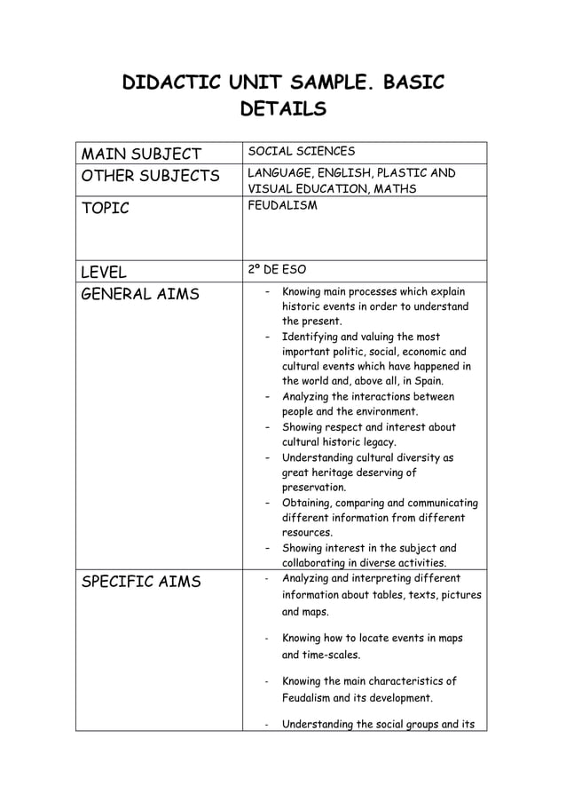 Didactic unit, feudalism | PDF