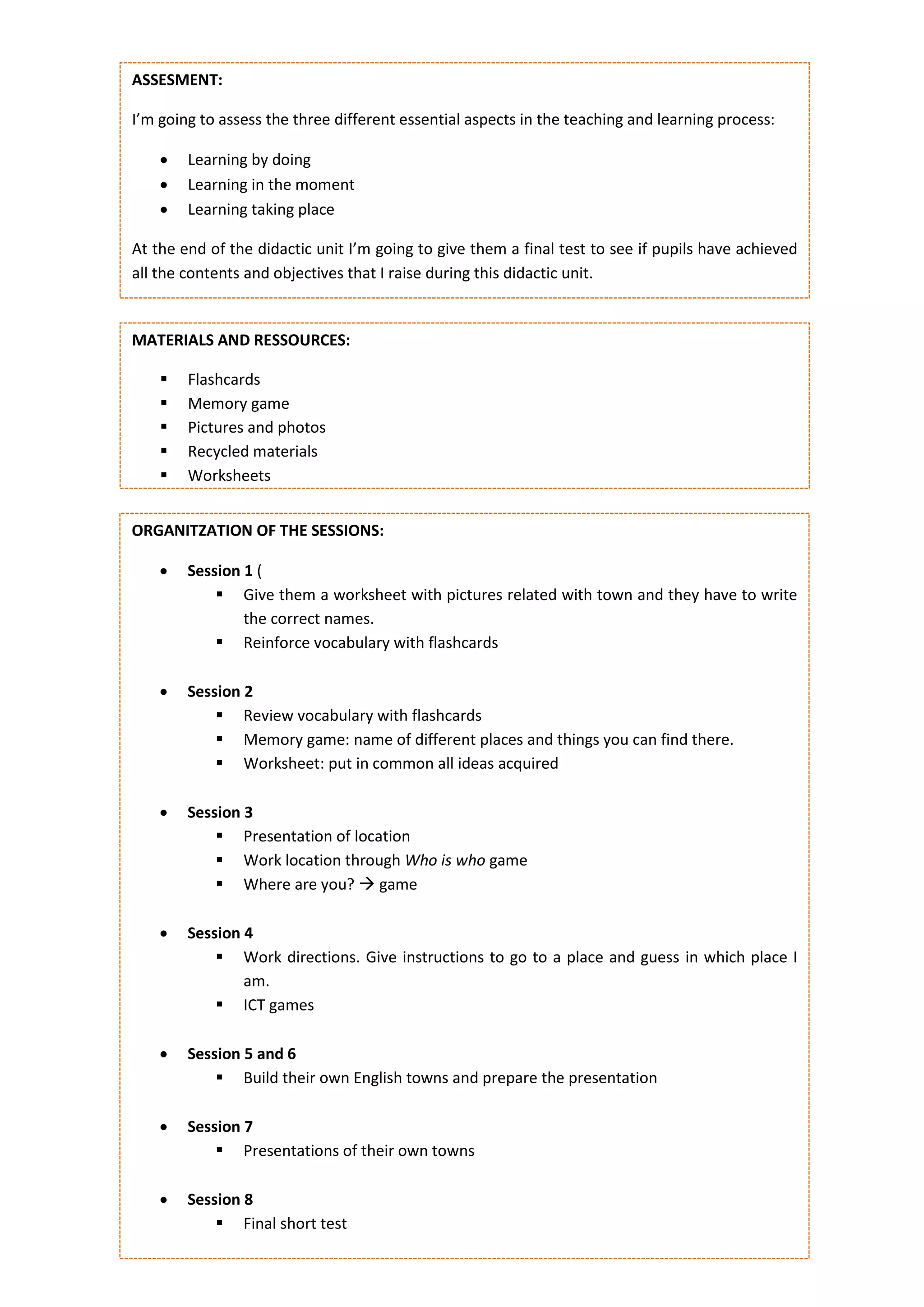 Teaching sequence: MY TOWN | PDF