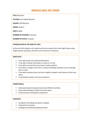 Teaching sequence: MY TOWN | PDF