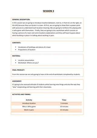 Teaching sequence: MY TOWN | PDF