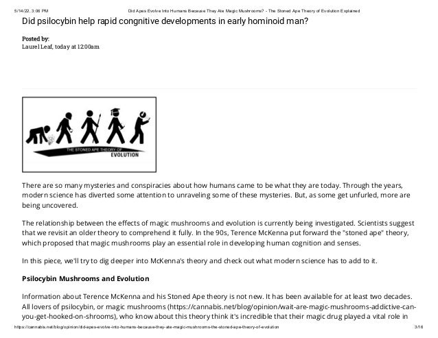 What is the Stoned Ape Theory of Evolution? | PDF
