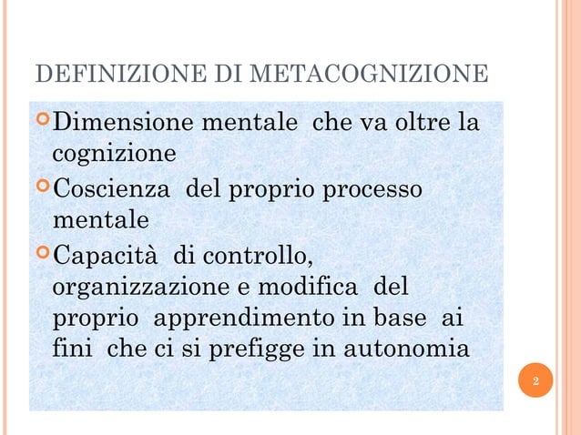 Didattica metacognitiva | PPT