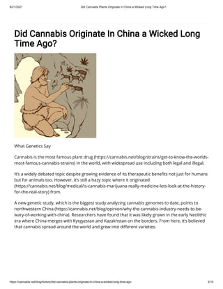 Marijuana Plants Started in Northern China about 10,000 BC | PDF
