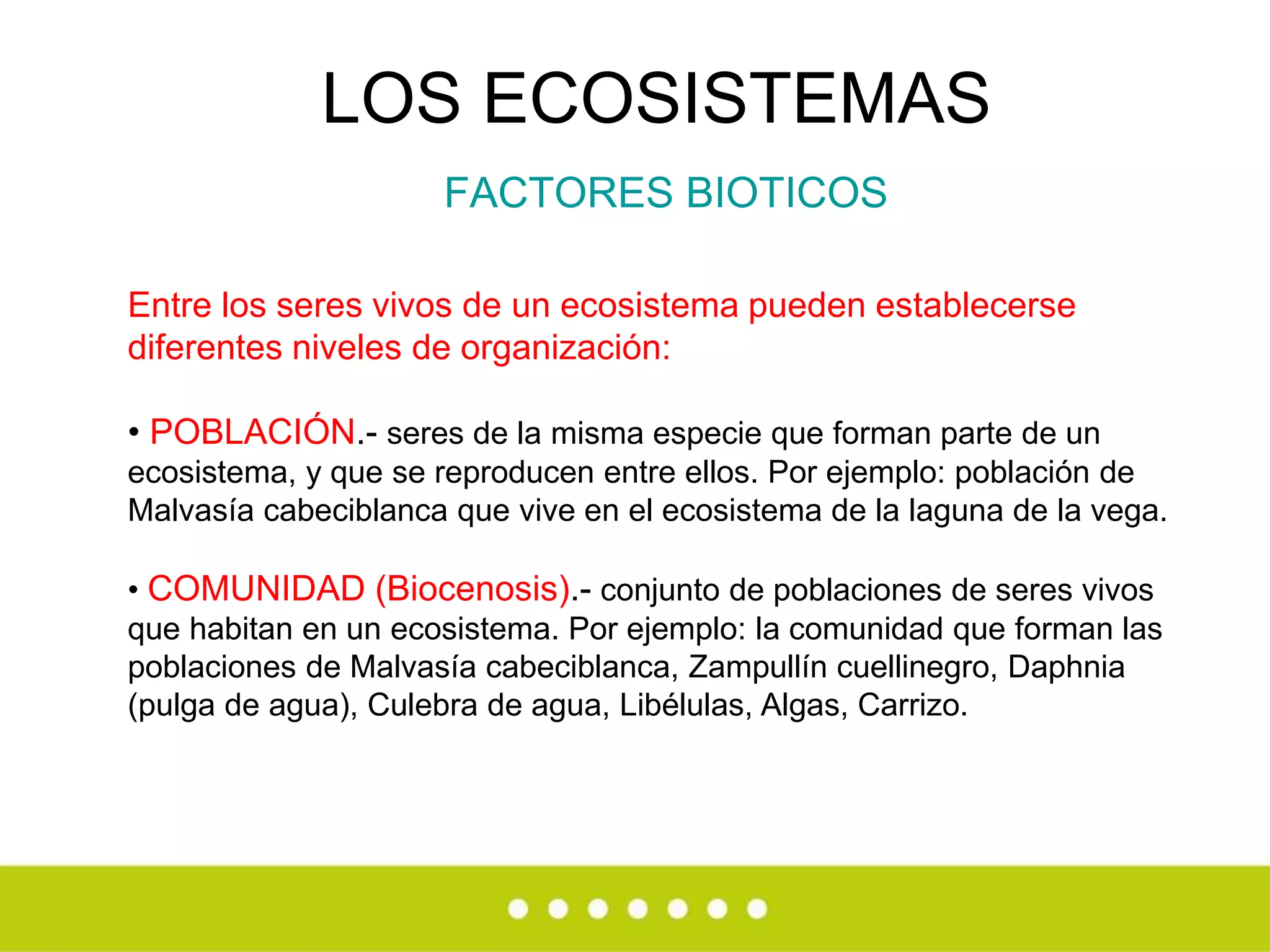 Individuo, especie, población, comunidad y ecosistema | PPTX
